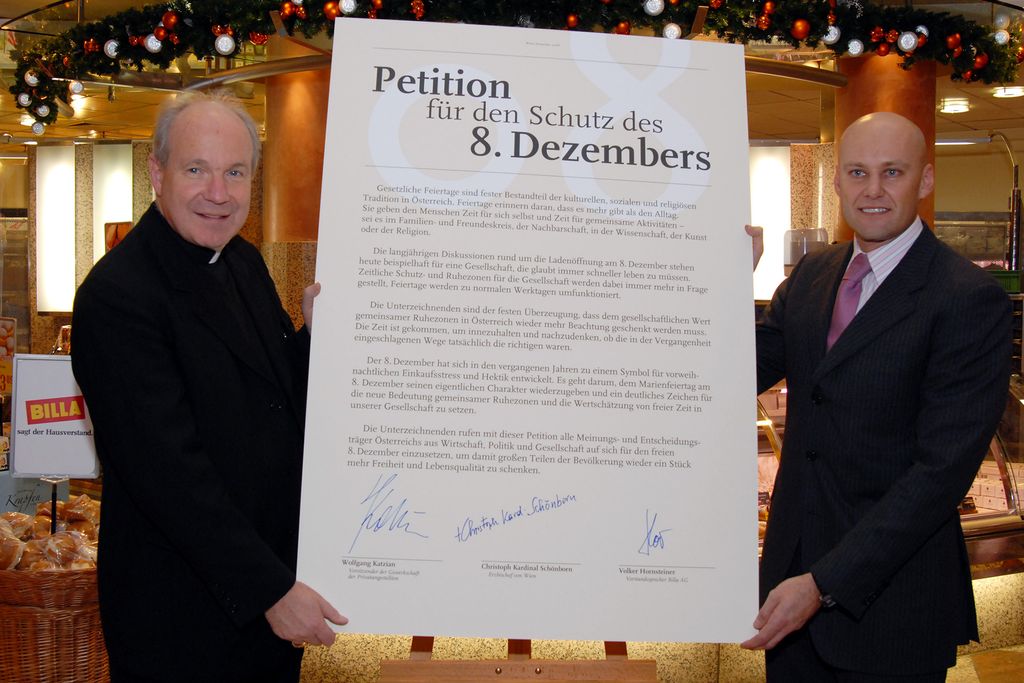 BILLA unterstützt Petition für den Schutz des 8. Dezembers - BILD