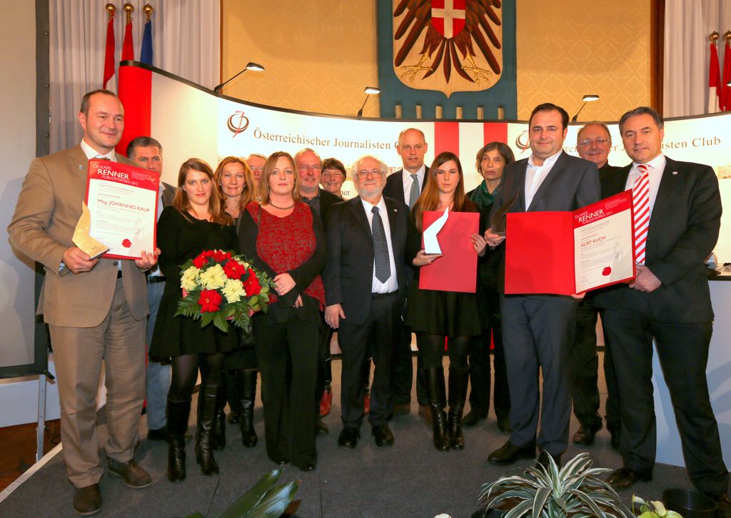 Julia Ortner (ZIB 2), Johannes Kaup (Ö 1) und Kurt Kuch (News) mit ...