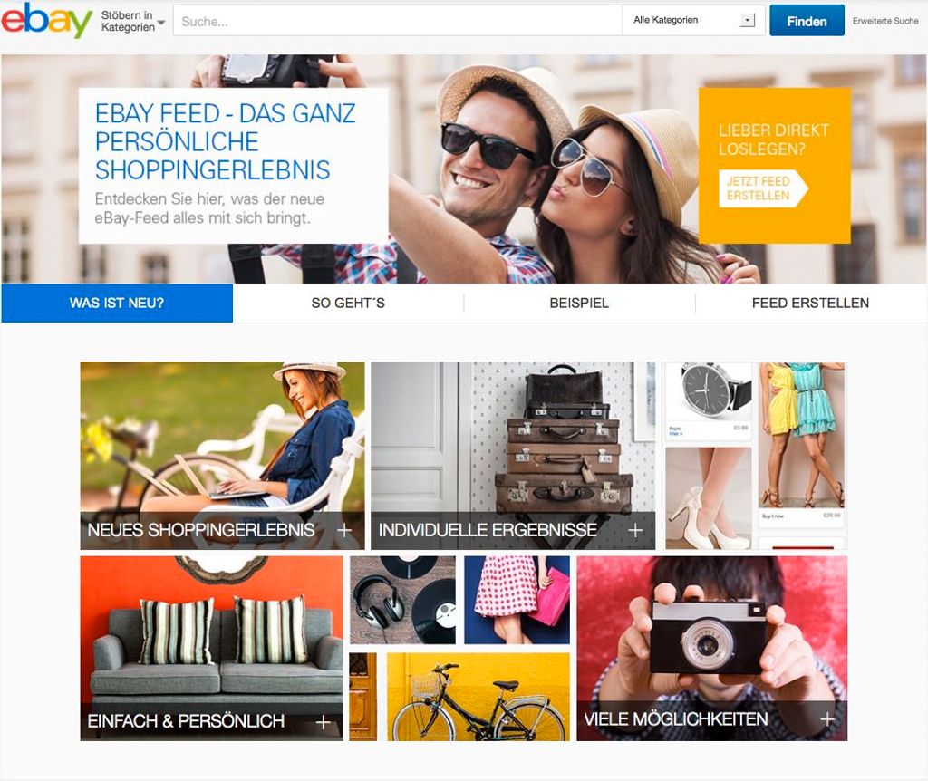 eBay.at personalisiert Einkaufserlebnis: Individuelle Startseite mit ...