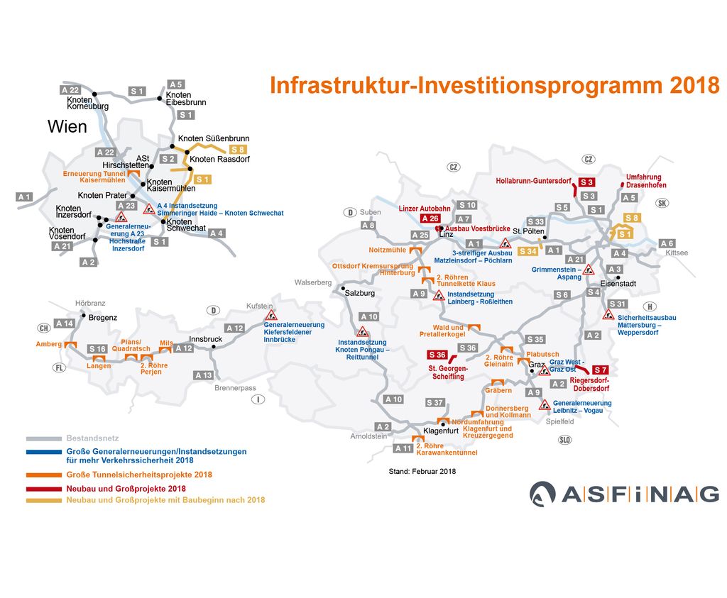 ASFINAG investiert 2018 mehr als eine Milliarde Euro in Autobahnen und ...