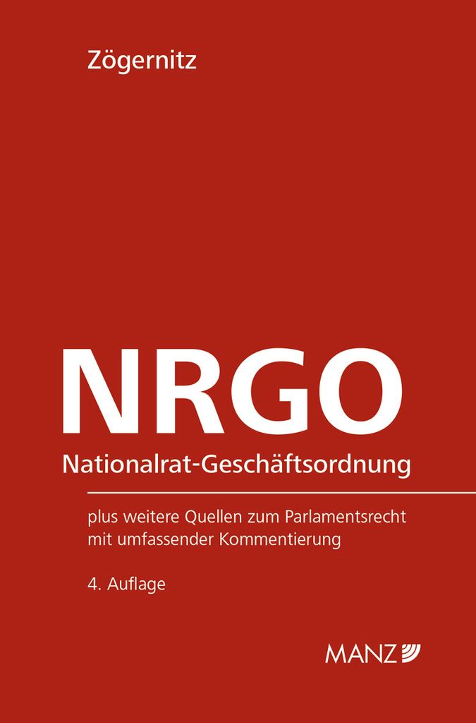 Neu bei MANZ: Nationalrat-Geschäftsordnung NRGO