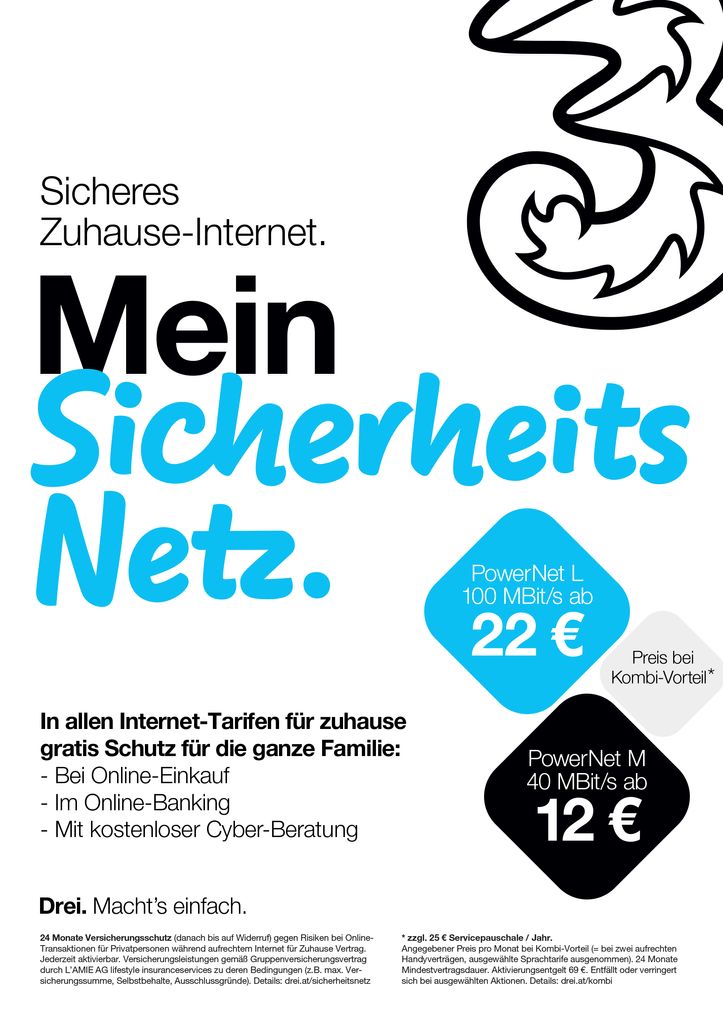 Drei: Internettarife für zuhause mit gratis Online-Shopping Schutz für ...
