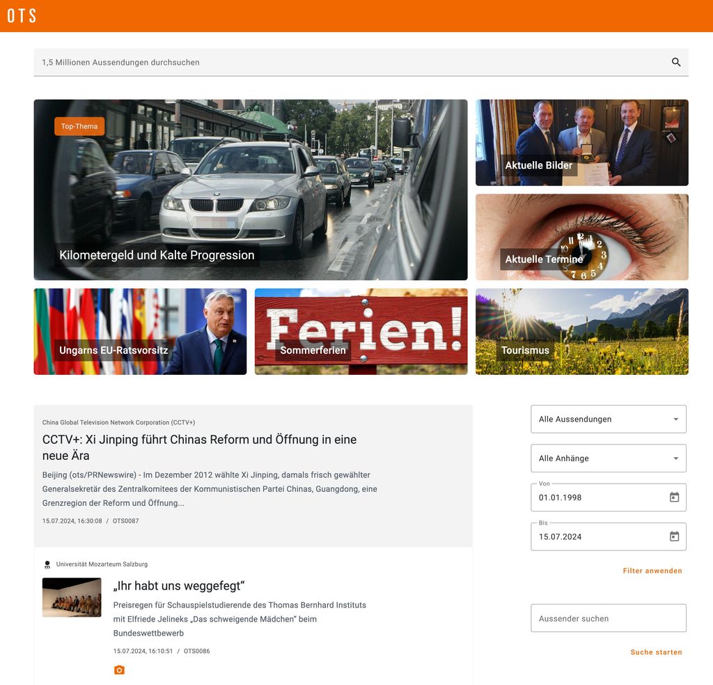 www.ots.at in neuem Design und mit neuen Features