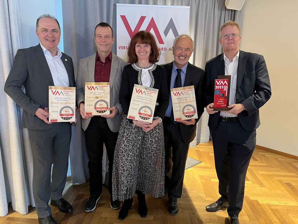 Vier Top-Platzierungen für die Generali beim Versicherungs Award Austria
