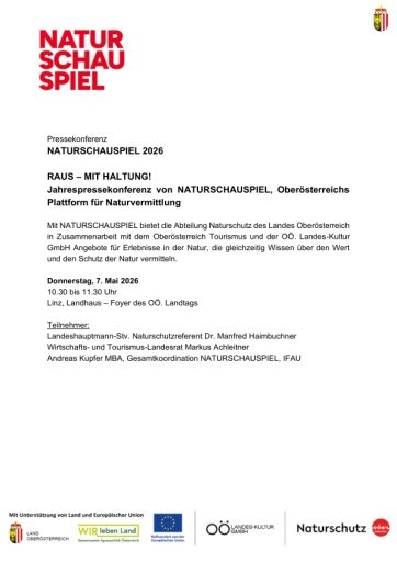 Pressekonferenz LH-Stv. Haimbuchner/LR Achleitner: NATURSCHAUSPIEL 2026 ...