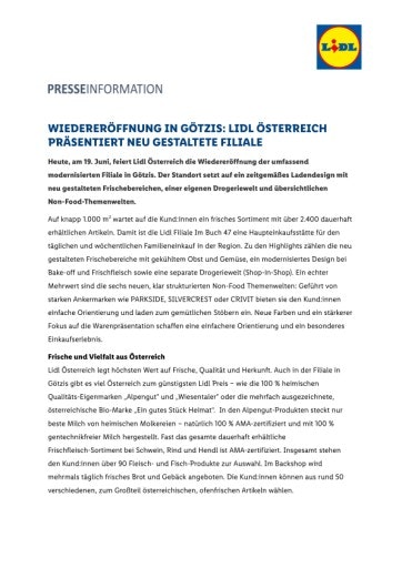 Wiedereröffnung in Götzis: Lidl Österreich präsentiert neu gestaltete ...